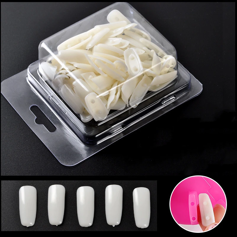 100pcs/box Natural Color Nail Tips For Practice Use Practice Display ...