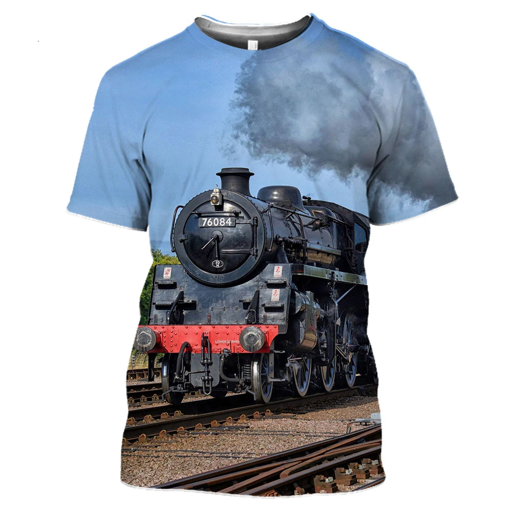 3D-Print-Steam-Engine-Steamer-Train-Art-Tshirt-Summer-Women-Men-s-T ...