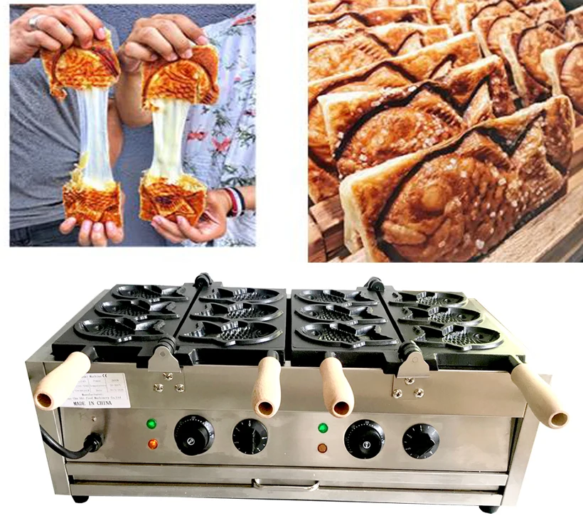 Electric taiyaki machine/ 6 pcs fish cake waffle grill/ waffle maker ...