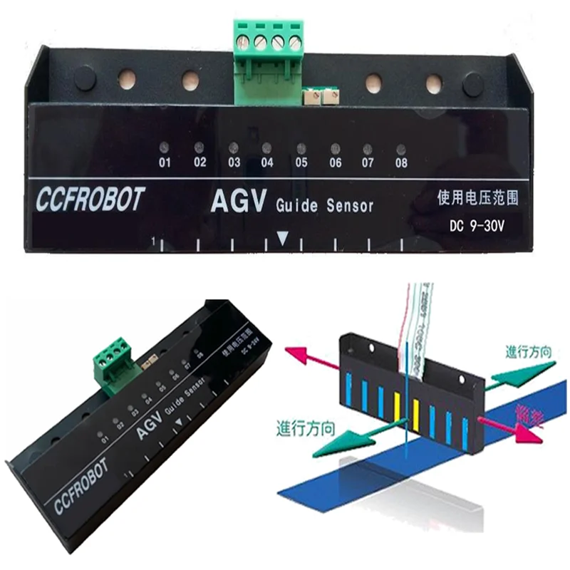 AGV แม่เหล็กเซนเซอร์นำทาง 8 bit Analog เอาต์พุตรถขนส่ง TRACK SENSOR CCF ...