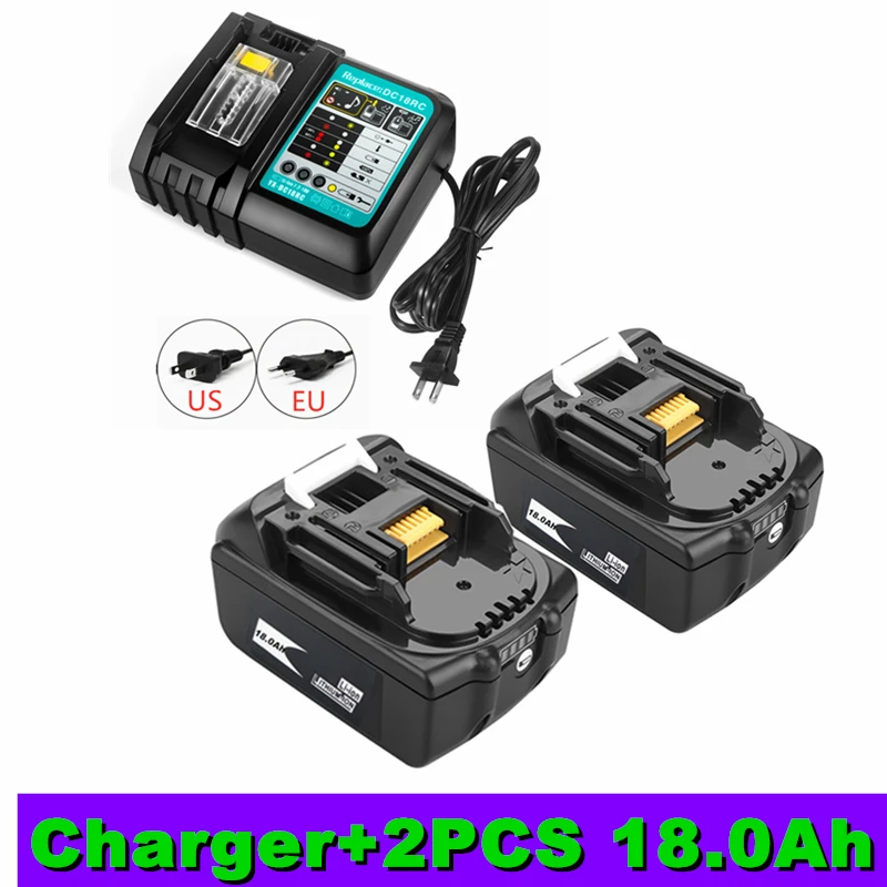 Batería recargable BL1860 para Makita, Pila de Iones de litio de 18 V, 18000mAh, cargador 3A ...