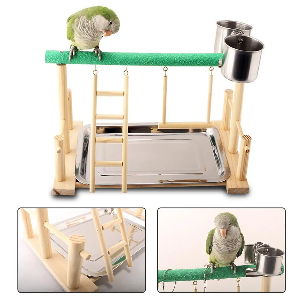 Parrot Play Perch Bird Parrot Play Training Stand Playground Wooden ...