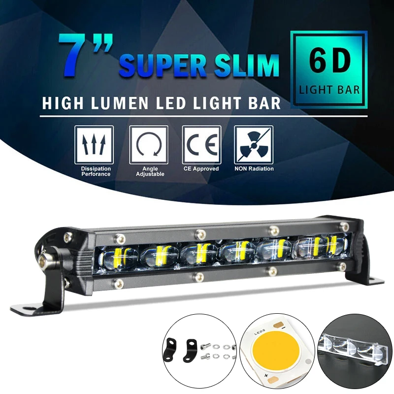 Tripcraft Super Bright 6D LED Light Bar 7inch 30W LED Work Light Bar ...