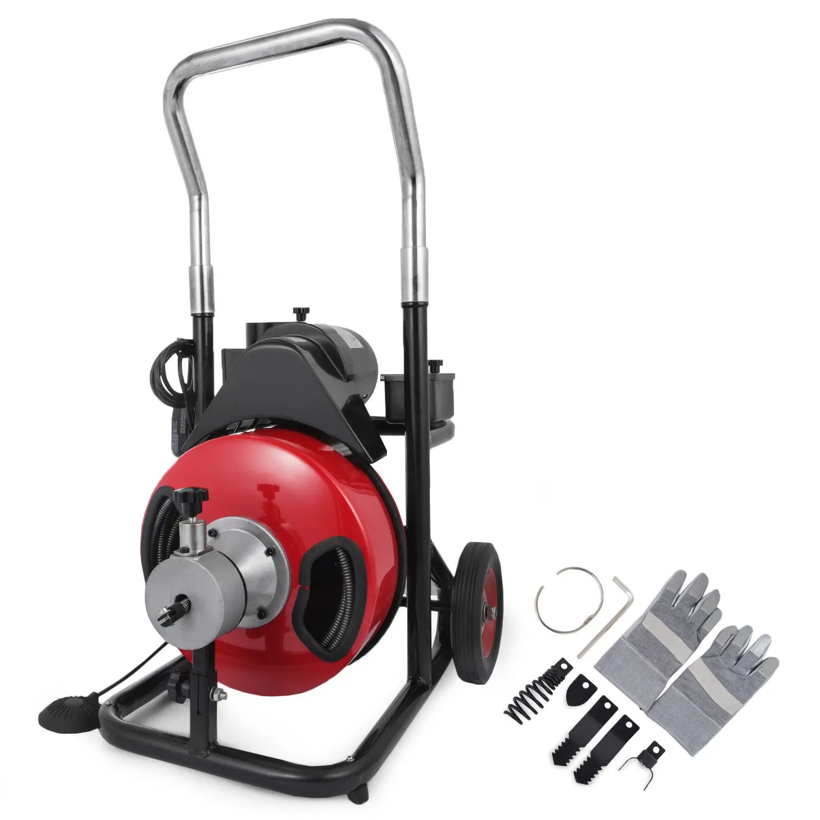 2 4'' Dia Pipe Electric Drain Auger Drain Cleaner Machine 50FT*1/2 ...