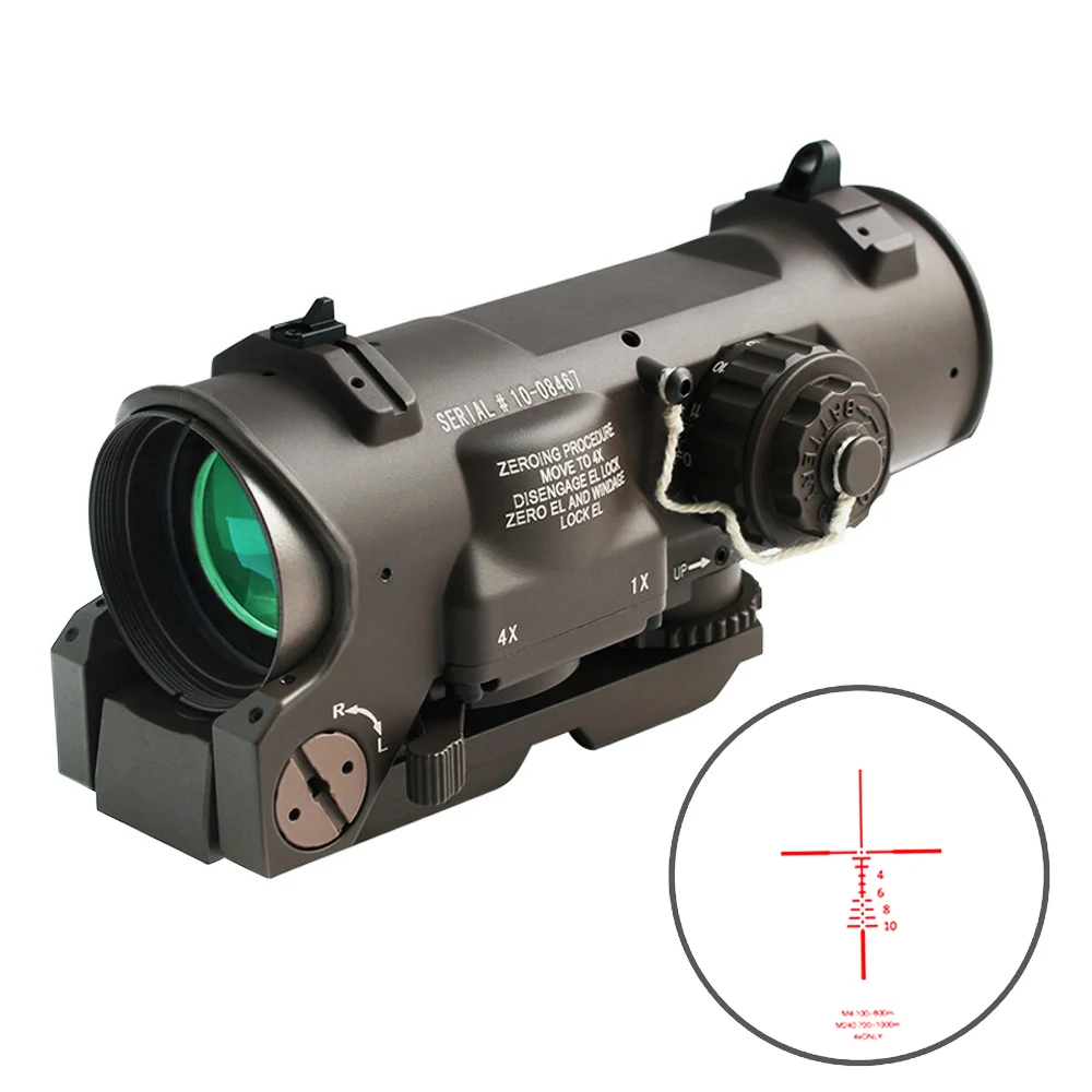 Tactical-1x-4x-4x-30mm-Rifle-Scope-Fixed-Dual-Purpose-Scope-Red ...
