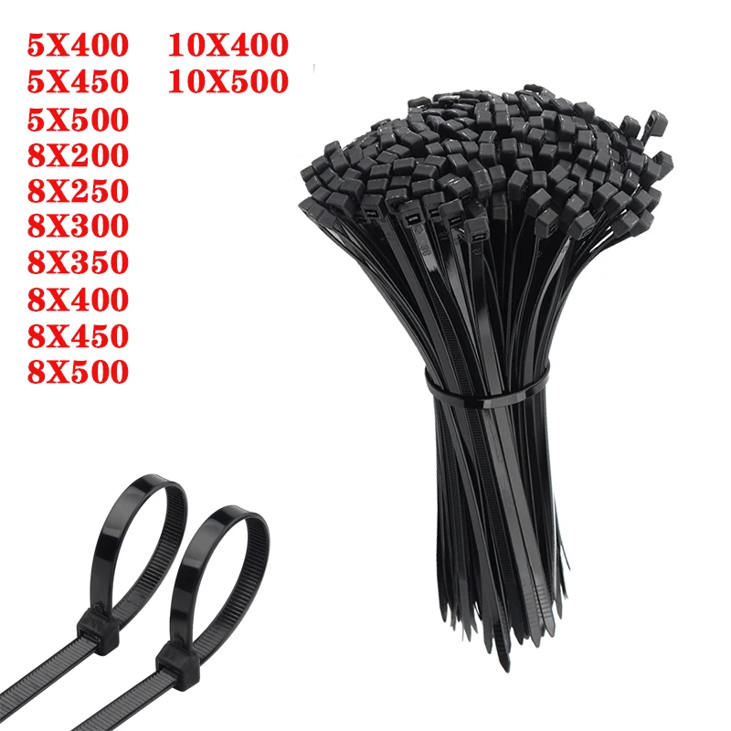 Self locking plastic ties 100PCS black and white fixed loop ties rope ...