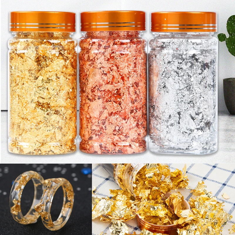 3g Glitter Gold Silver Foil Decorative Paper Flakes Resin Mold Shinny ...
