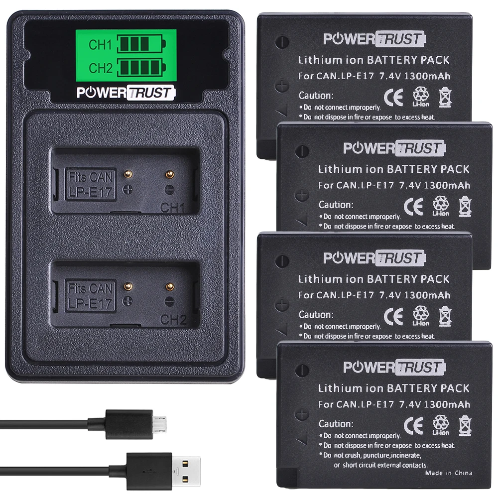 Powertrust 2x Lp-e17 Lpe17 Lp E17 Battery + Lcd Usb Charger With Type C ...