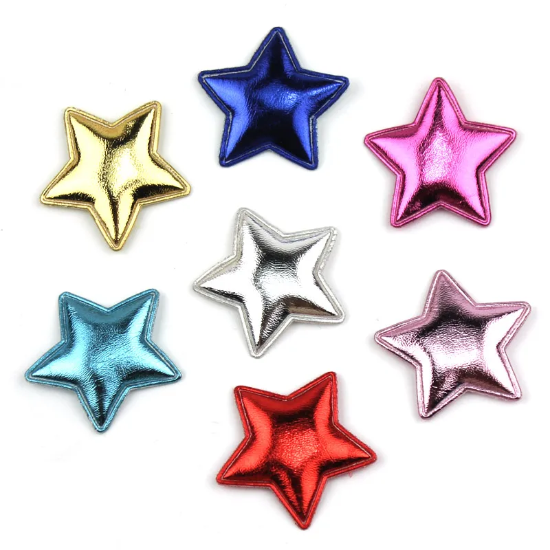 70Pcs 3.5cm PU Star Shape Padded Appliques for Baby Headwear Kids Hair ...