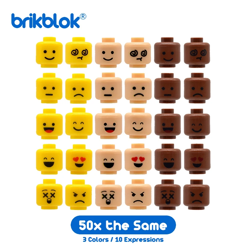 50 per Lot Mini Heads Head Custom Face Expression for MOC Figures ...