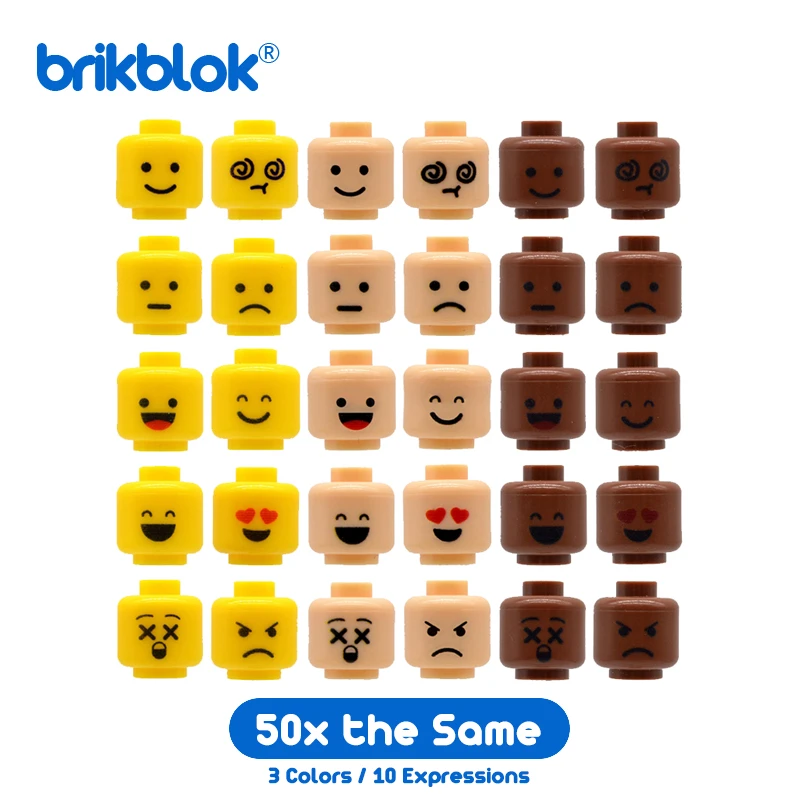 50 per Lot Mini Heads Head Custom Face Expression for MOC Figures ...