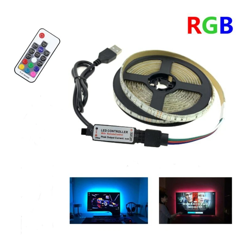 LED Strip Light USB 28355V Flexible LED Lamp Tape Ribbon RGB TV Desktop ...