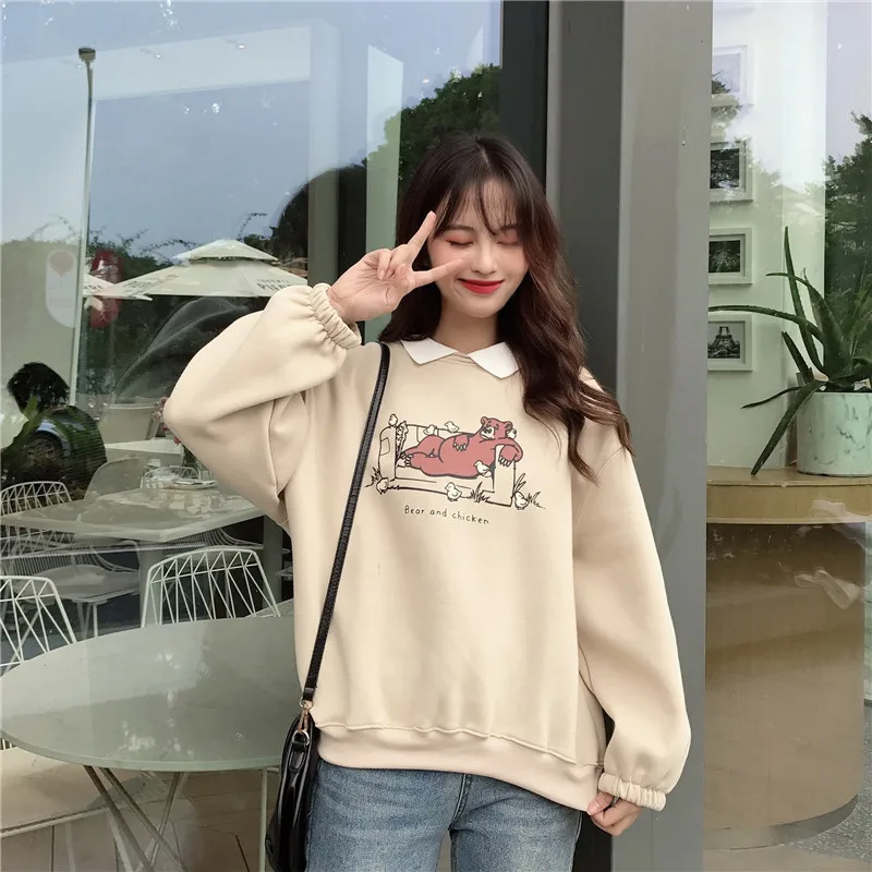 Fake-two-piece-women-s-sweatshirt-Korean-style-hoodie-casual-sweater ...