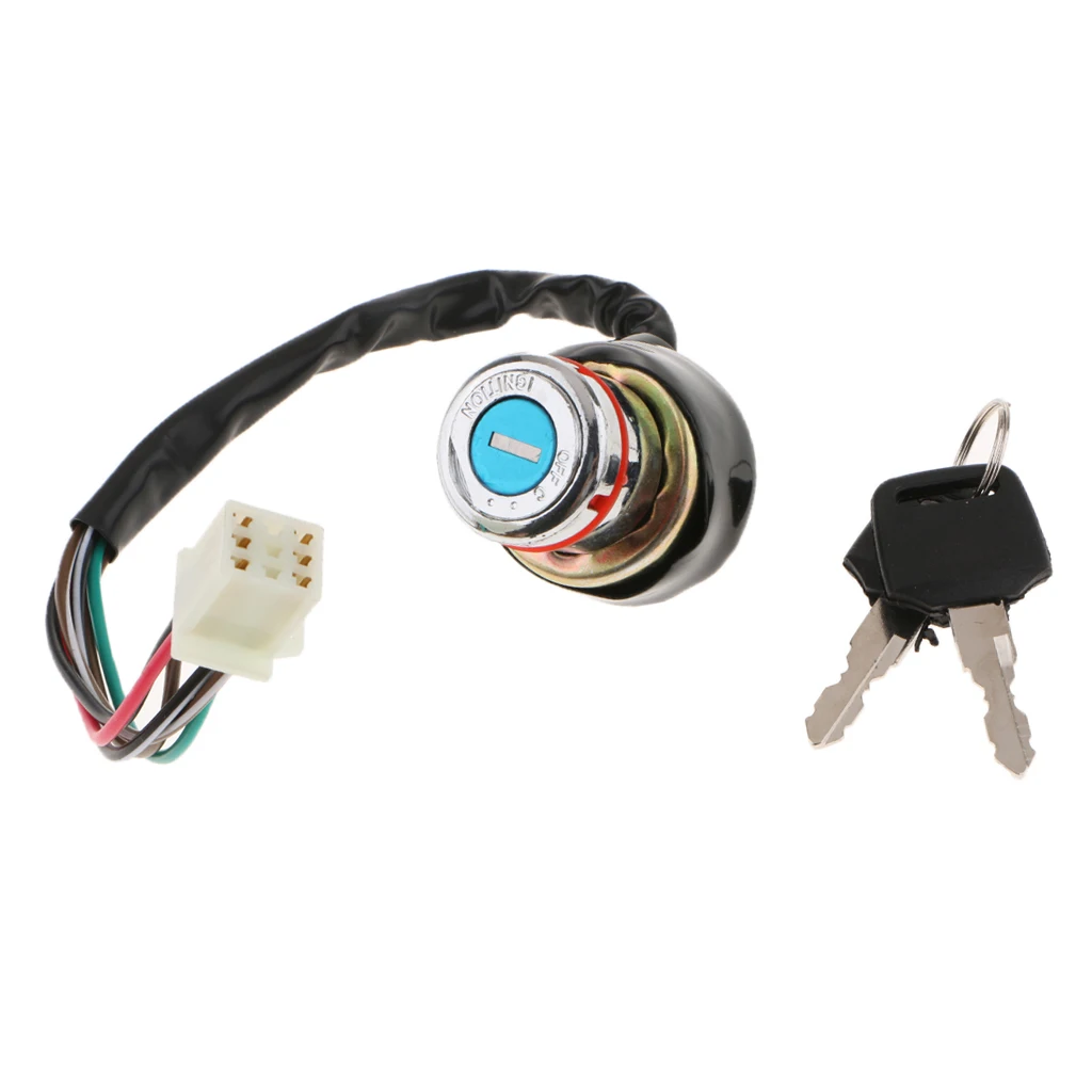 Car Motorcycle 6-Wire In 9 Pin Plug Ignition Switch 3 Position 2 Keys ...