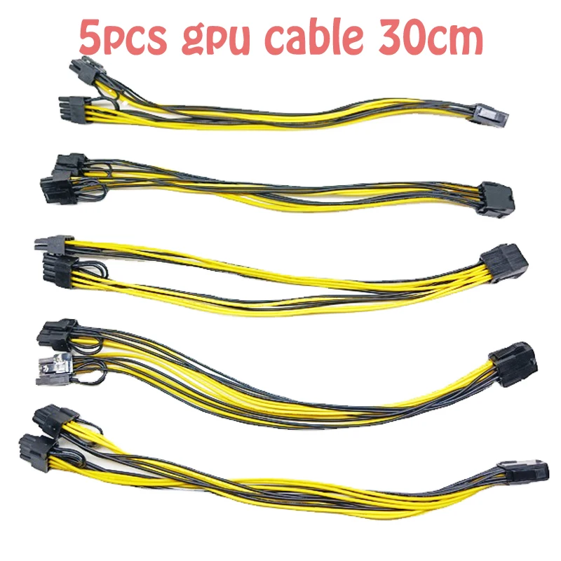 5pcs 30cm gpu 8Pin to 2*8pin(6+2) Graphic Card for miner Double PCI-E ...
