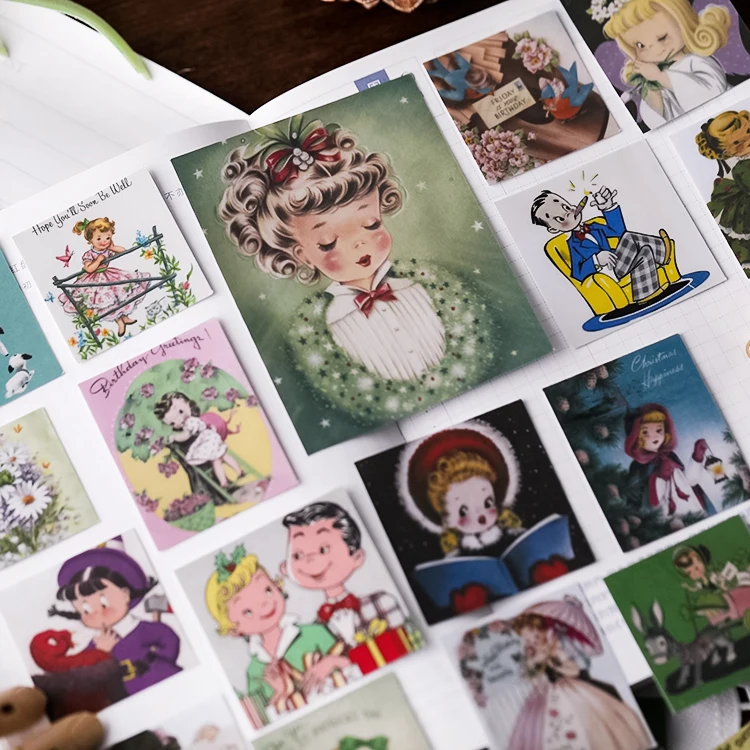 vintage-Retro-girl-Stickers-Crafts-And-Scrapbooking-stickers-kids-toys ...