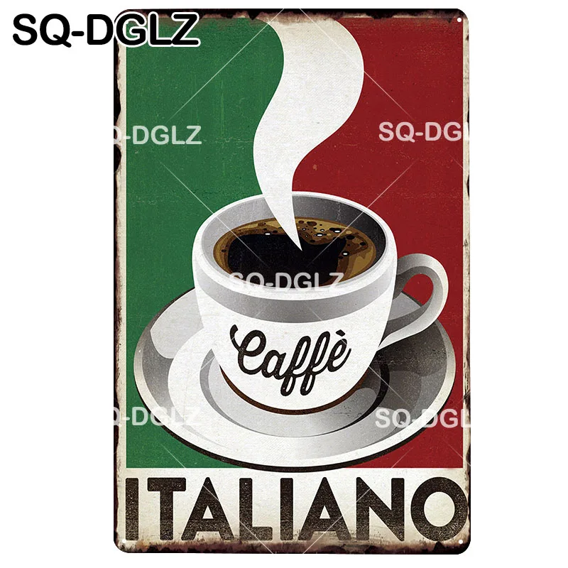 [sq-dglz] Italiano Metal Sign Vintage Tin Sign Cafe Wall Pub Bar Decor ...