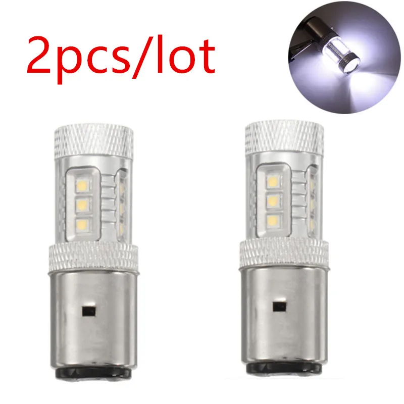 2pcs/lot BA20D LED Motorcycle Headlight Blub 12V 6000K Moto High/Low ...
