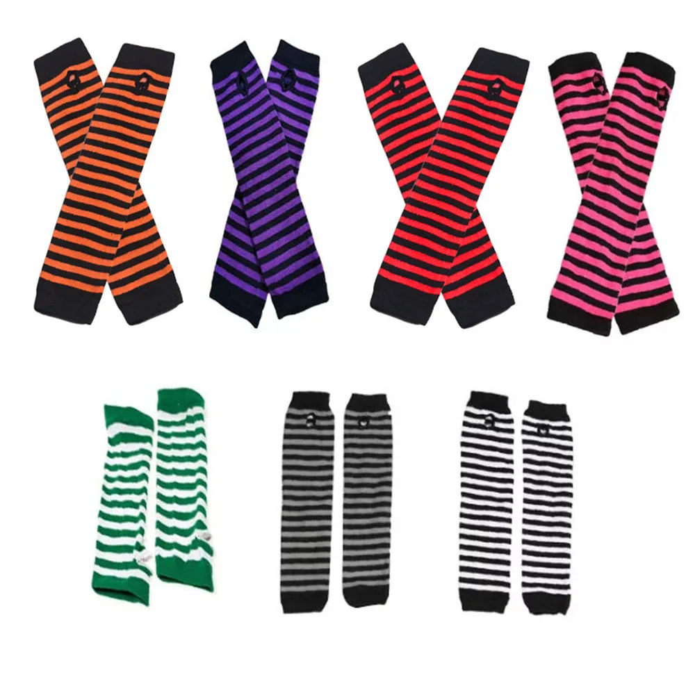 Guantes-Emo-de-punto-para-mujer-manoplas-largas-sin-dedos-a-rayas-a-la ...