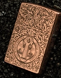XGQ purple copper Five sided carved christian jesus kerosene lighter ...