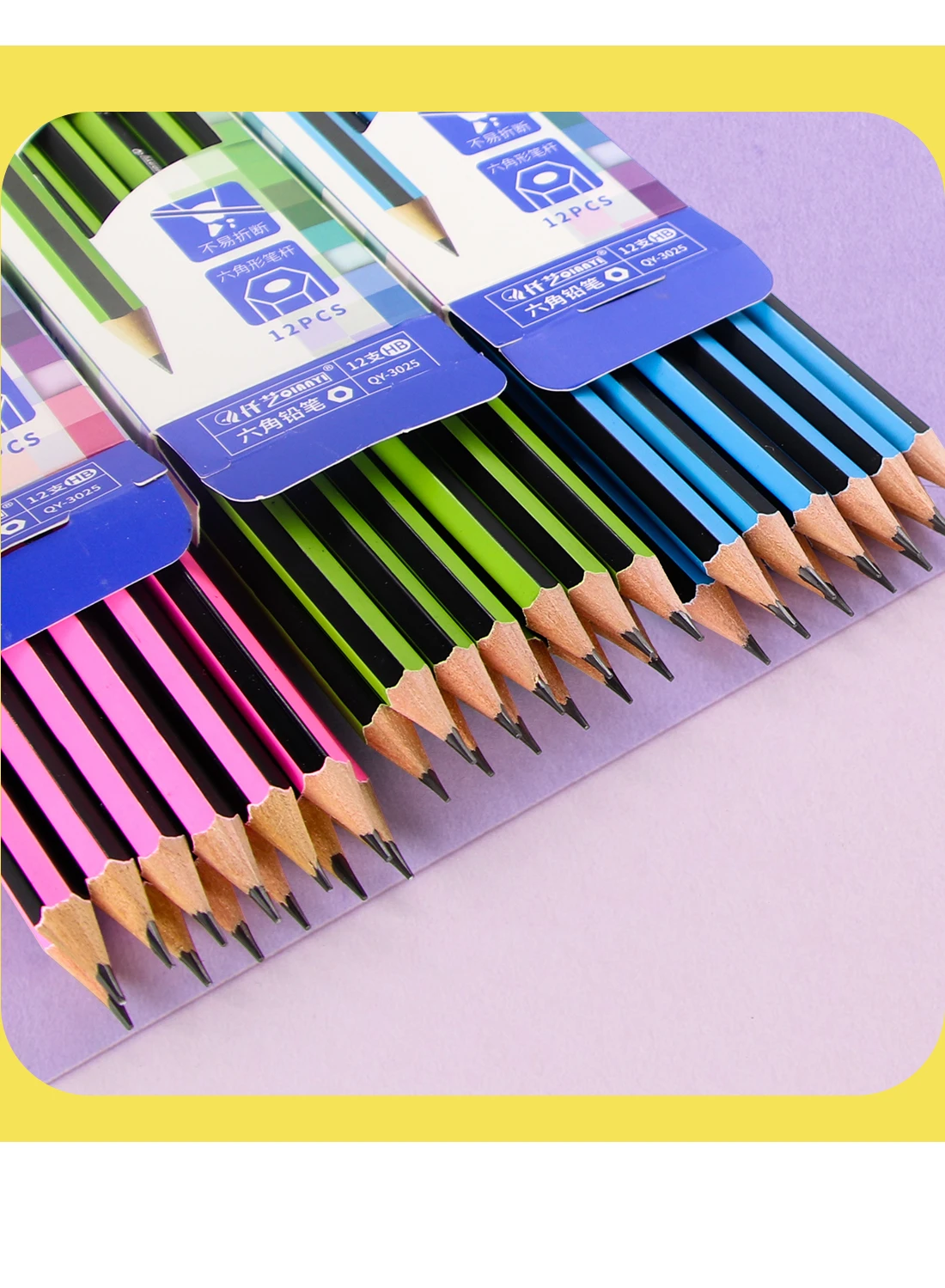 CRAYON GRAPHITE,HB Pink--Crayon en bois 2B-HB avec gomme, lot de 12 ...
