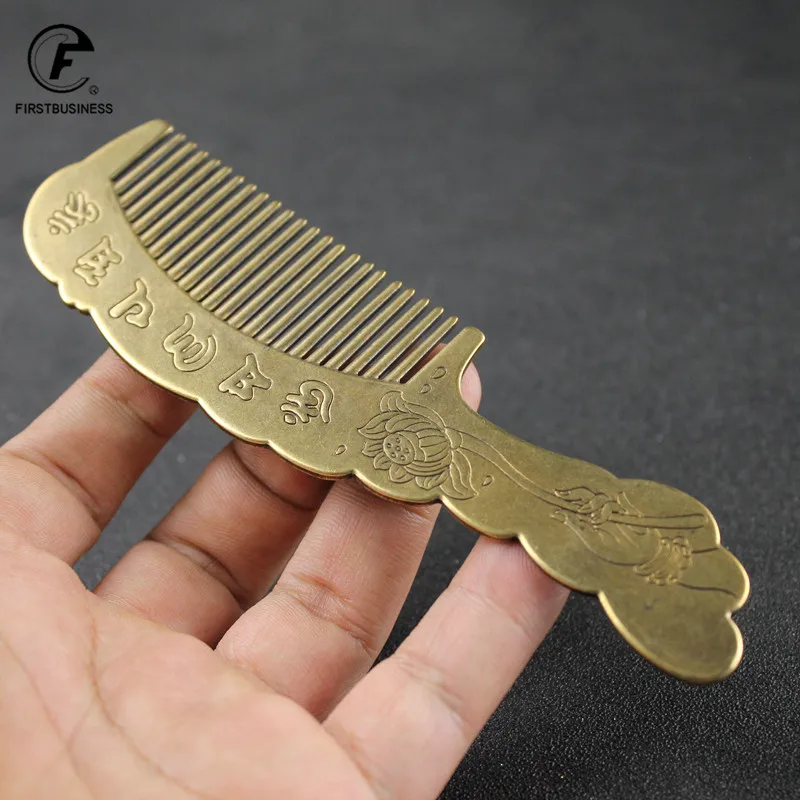 Brass-Copper-Buddha-Hand-Lotus-Om-Mani-Padmei-Hum-Fine-Tooth-Hairdressing-Combs-Tangled-Straight ...