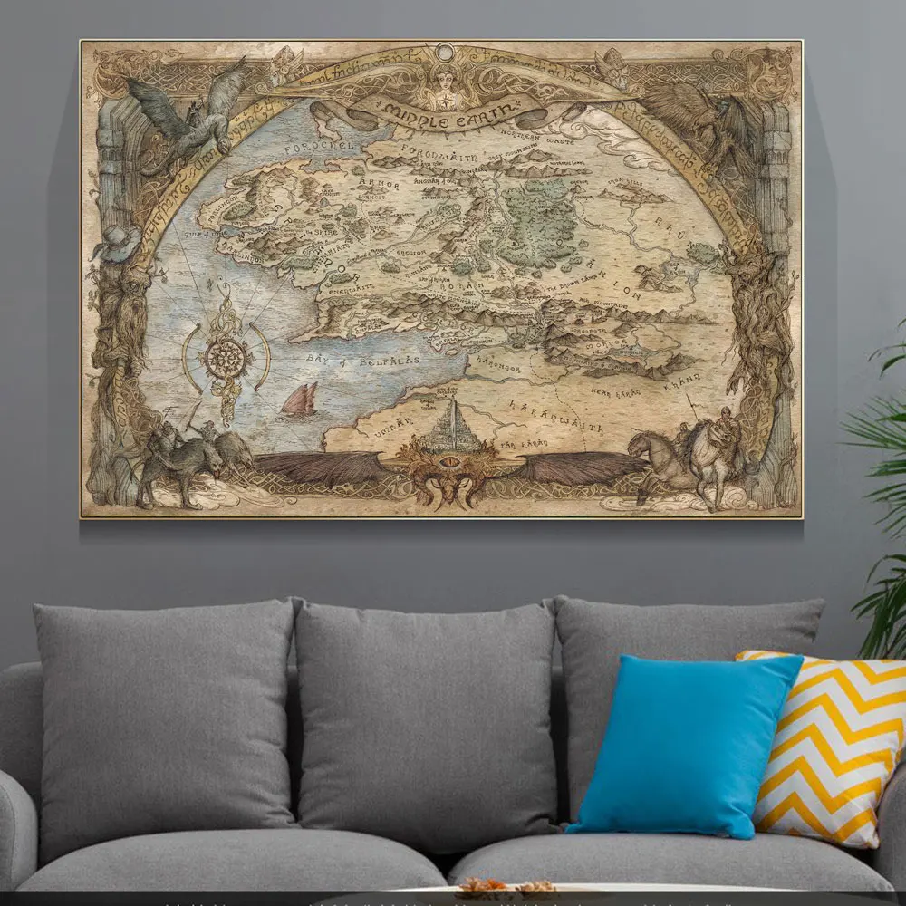 Westeros y Essos mapa del mundo del Tesoro, pintura en lienzo artística ...