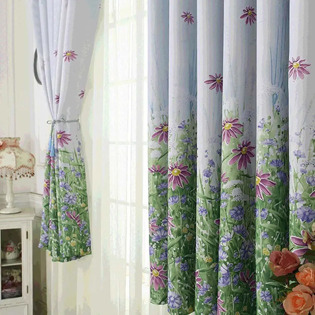 Floral Tulle Curtains Printed Flower For Living Room The Bedroom Modern ...