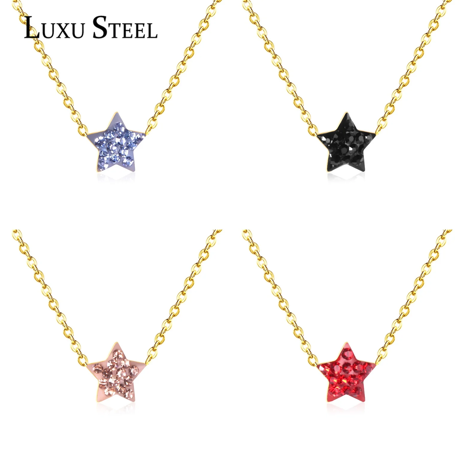 LUXUSTEEL-Gold-Color-Star-Collars-Choker-Necklaces-Stainless-Steel ...