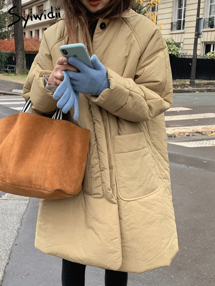 Syiwidii Womens Spring Autumn Jacket Oversized Loose Cotton Padded Thin ...