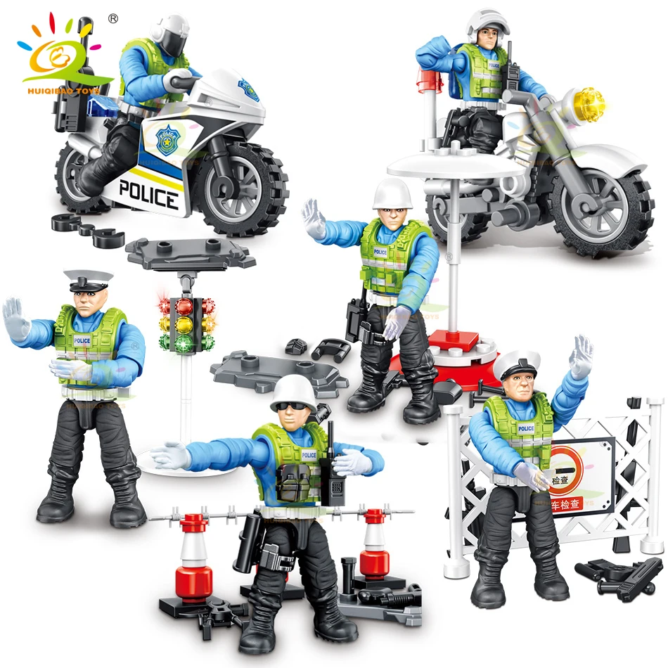 HUIQIBAO 8pcs 1:36 Urban Traffic Police Man Figures Model Building ...