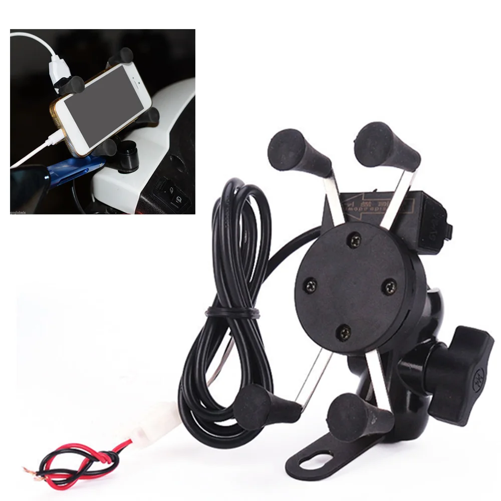 Besegad Motorcycle Mobile Phone Holder Mount Support With Usb Charger ...