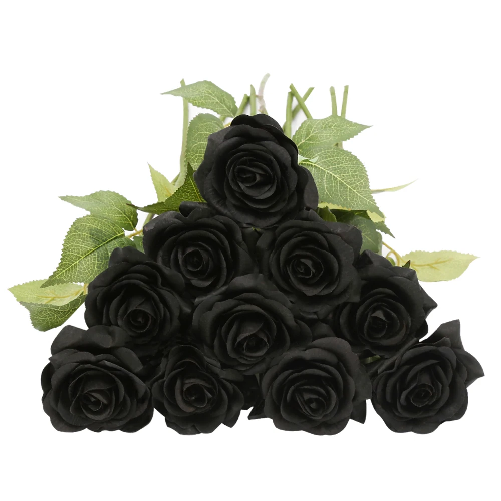 Black Rose Bouquet Artificial Flowers | Real Touch Flowers Black ...