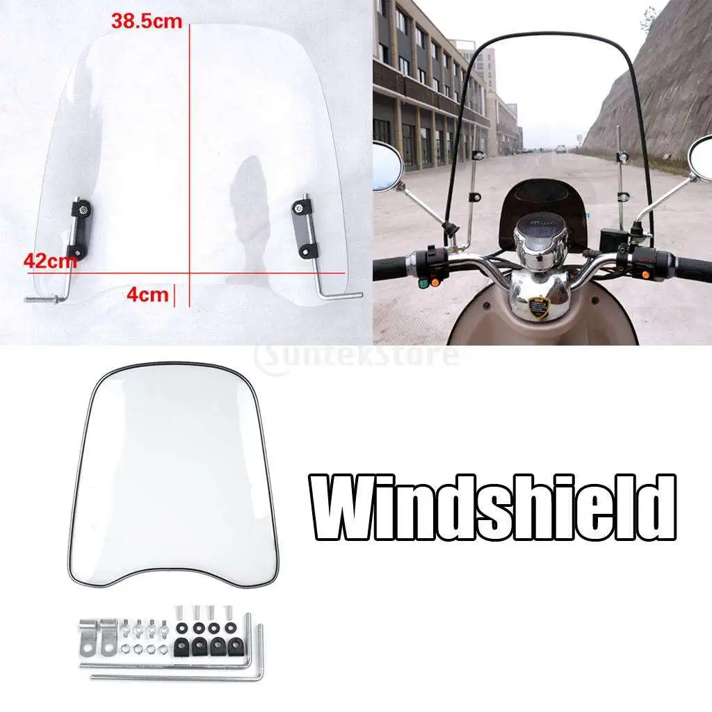 Motorcycle Scooter Clear Windshield Windscreen Wind Or Universal ...