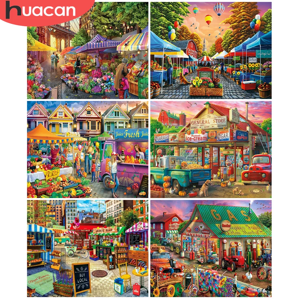 HUACAN-Picture-By-Numbers-Town-Landscape-HandPainted-Wall-Art-Unique ...