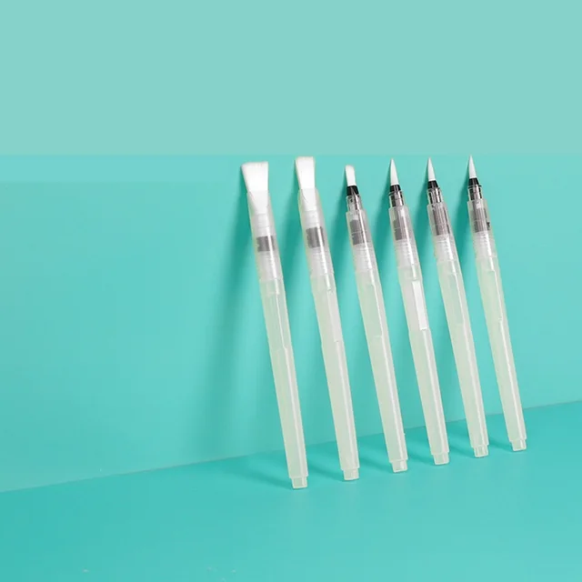 6 PCS Refillable Paint Brush Water Color Brush Soft Watercolor Brush ...
