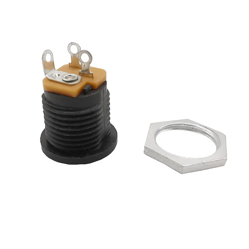 DC Power Jack Female Connector 3 Pin with Nut 5.5mm x 2.1mm