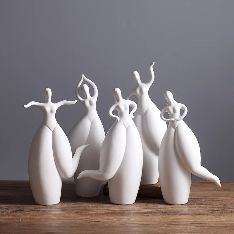 Ins Modern Nordic White Ceramic Fat Dance Girl Sculpture Home ...