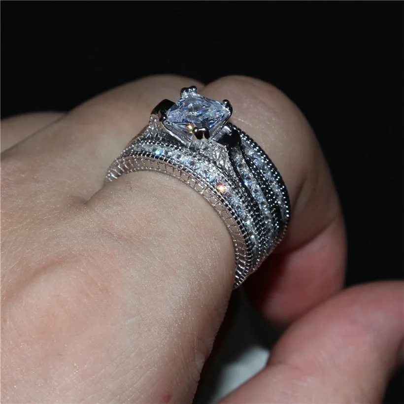 Diamond Rings On Fingers Princess Cut