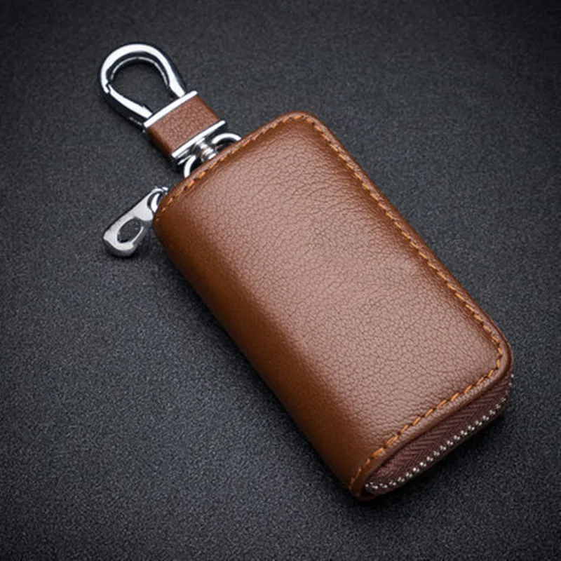 Premium-leather-Car-Key-Cover-Case-Metal-Keychain-Keyring-Key-Wallet ...