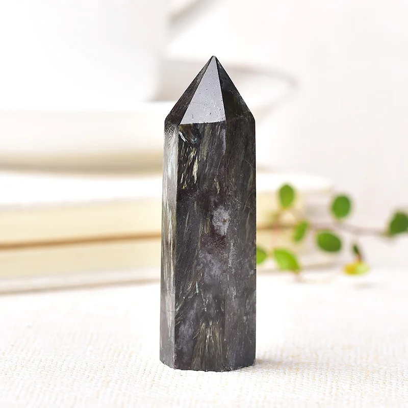 1pc Natural Crystal Point Astrophyllite Healing Stone Quartz Tower ...