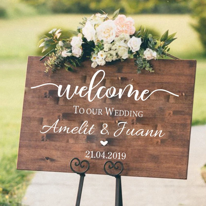 Welcome Wedding Sign Stickers Engagement /celebration Mural Vinyl Decal ...