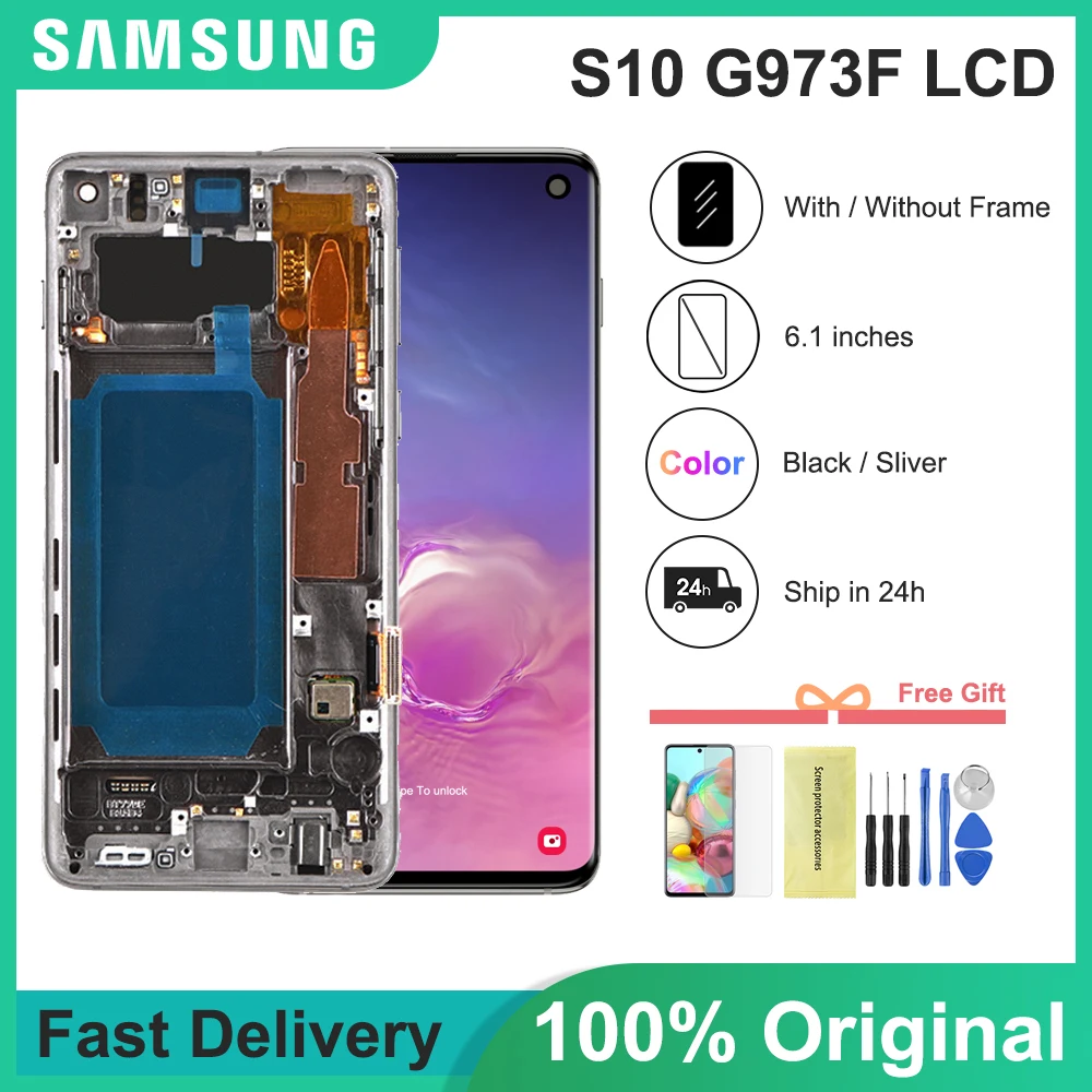 삼성 갤럭시 S10 SM G9730 G973F G973U G973N LCD 디스플레이 터치 스크린 디지타이저 어셈블리 ...