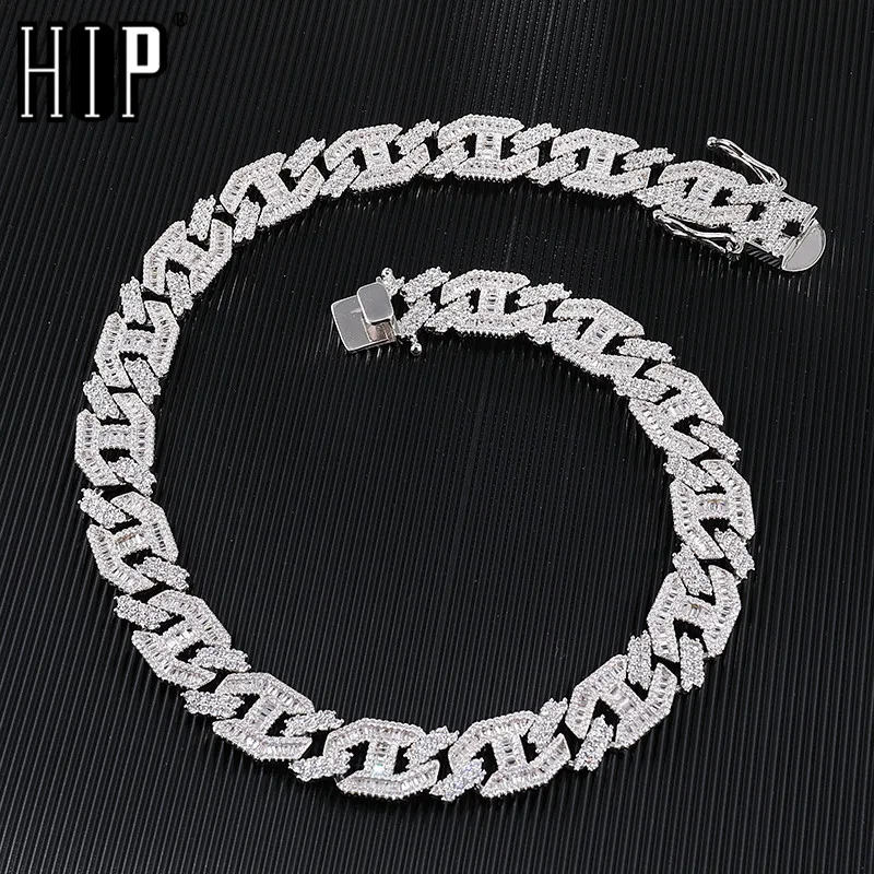 Collar de eslabones cubanos de circonia cúbica, joyería de hiphop de 18 ...