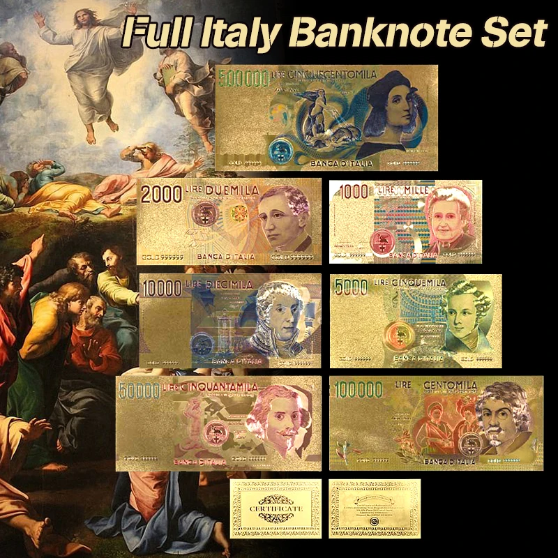 Gold Banknote Italy Lire Colorful Replica Money Italian Paper Money ...