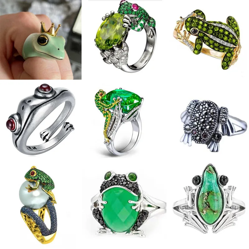 Trendy Frog Shape Women's Rings Delicate Full Green Cubic Zirconia ...