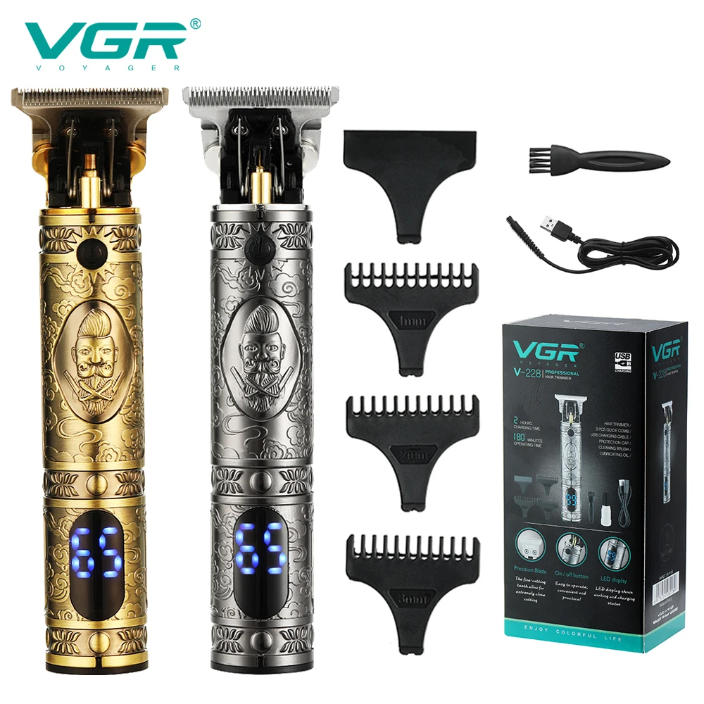 Vgr t9 máquina de cortar cabelo recarregável trimmer para homens adultos barbeador elétrico ...