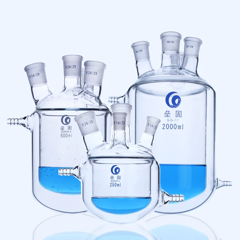 Round-Bottom-Four-Mouth-Glass-Jacketed-Reaction-Bottle-Laboratory ...