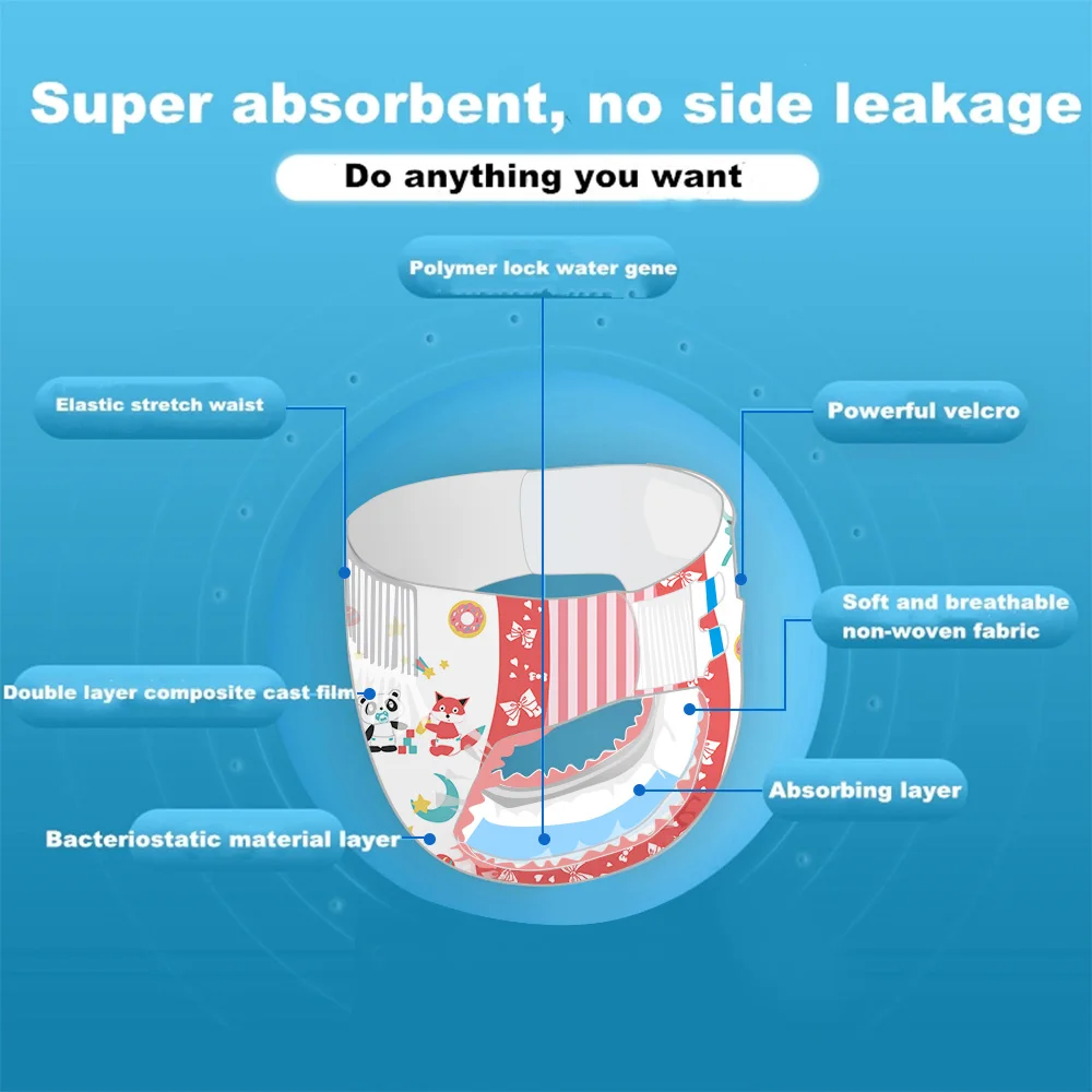 Rainbow Week Diaper ABDL Adult Size Diaper 6000ml Absorbtive Elastic ...