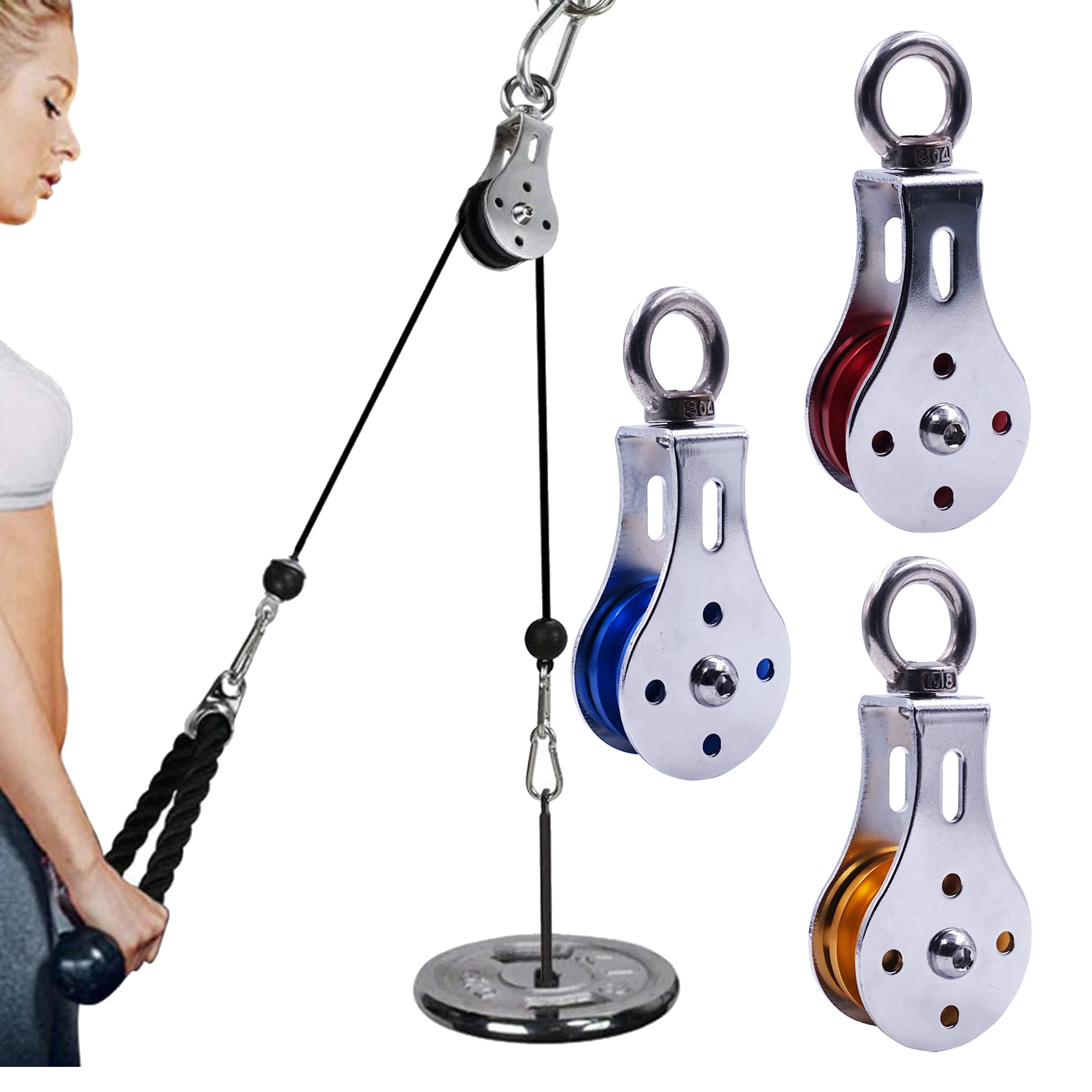 Wire-Rope-Attachment-Colorful-Fitness-Bearing-Pulley-360-Rotation-Heavy ...